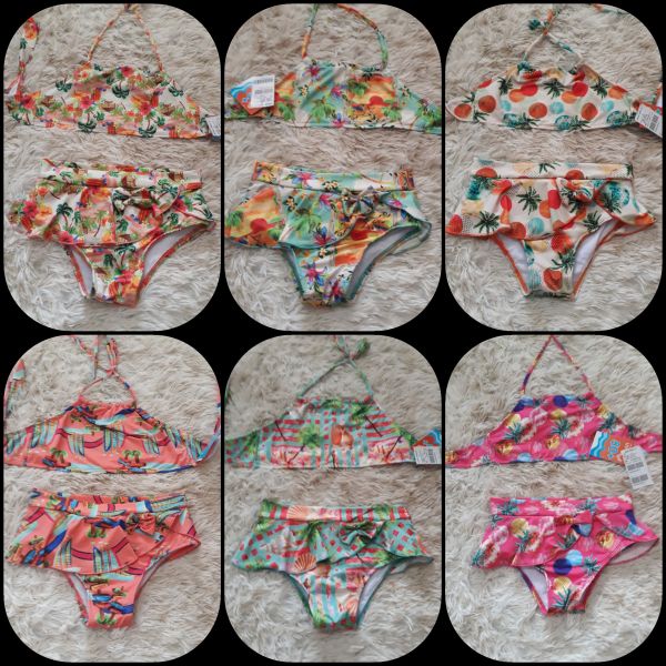Biquíni Infantil Cropped 2999 Kit Com 6 Peças Cod 05 Moda No Atacado
